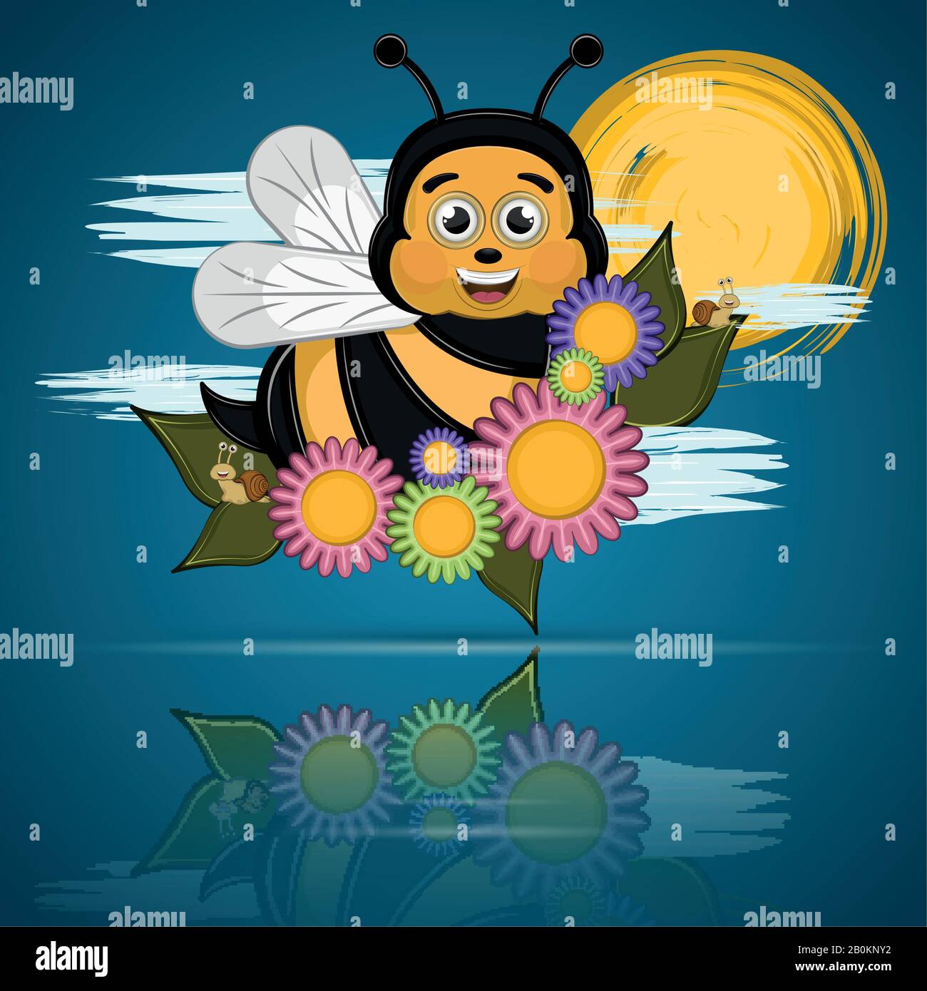 Cartoon of a cute happy bee Stock Vector Image & Art - Alamy