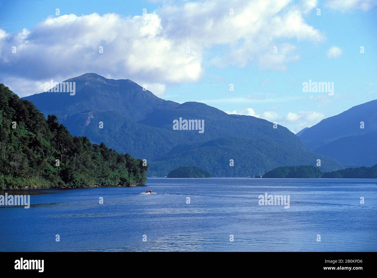 NEW ZEALAND, SOUTH ISLAND, DUSKY SOUND, ZODIAC Stock Photo - Alamy