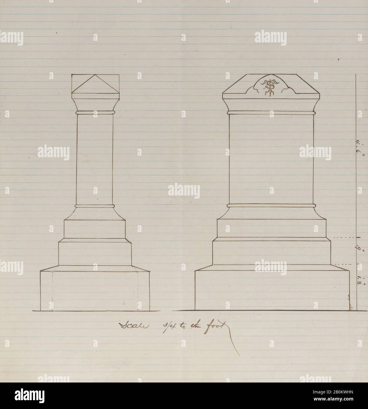 Alexander Maxwell, Grave Monument Design (Two elevations), Alexander ...