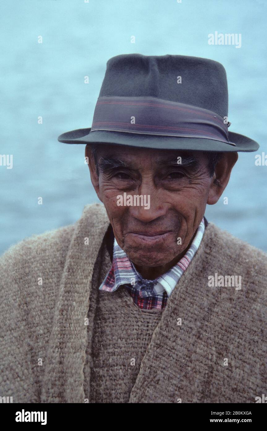SOUTHERN CHILE, CHILOE ISLAND, DALCAHUE, STREET SCENE CHILEAN MAN ...