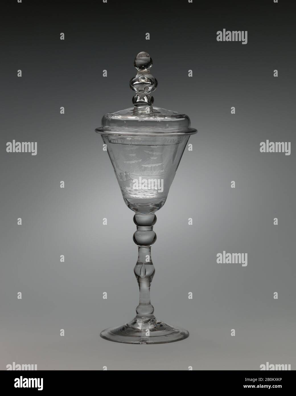 Pledge glass with cover, British, Newcastle with Dutch engraving, 18th ...