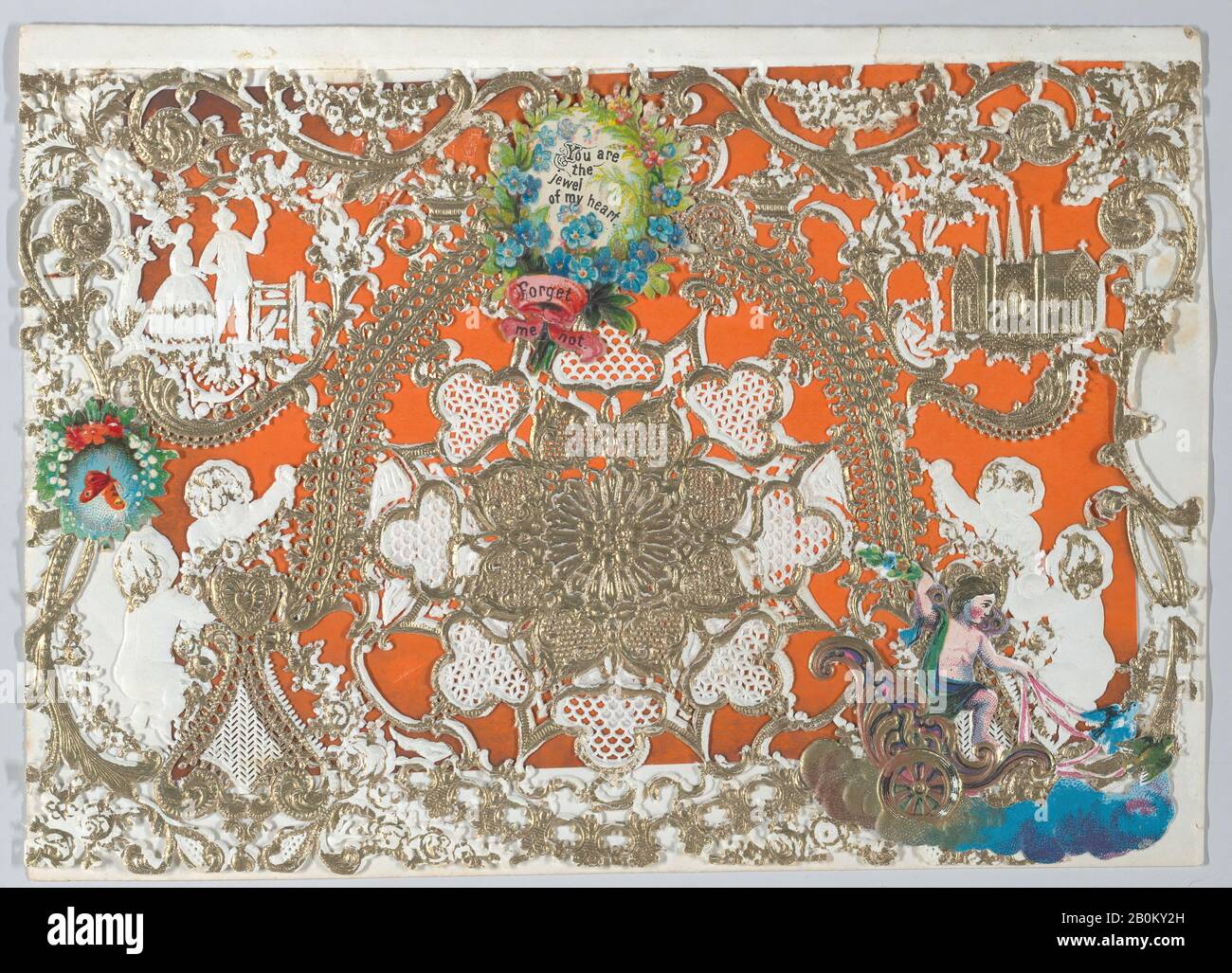 Anonymous, Valentine, Anonymous, circa 1860, Gilded, open-work cameo ...