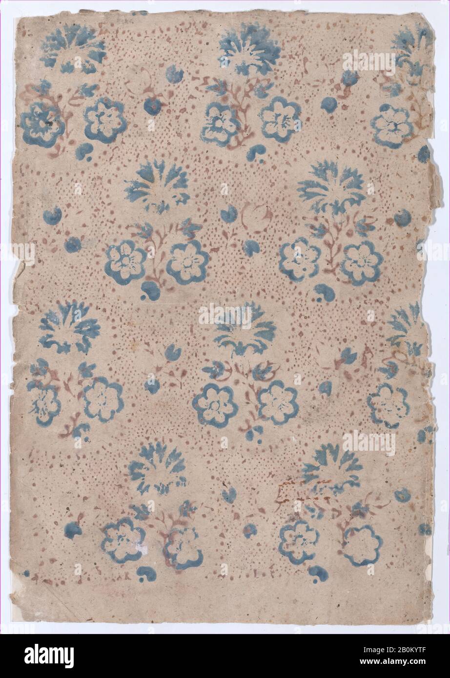 Anonymous, Sheet with overall floral and dot pattern, Anonymous, 19th ...