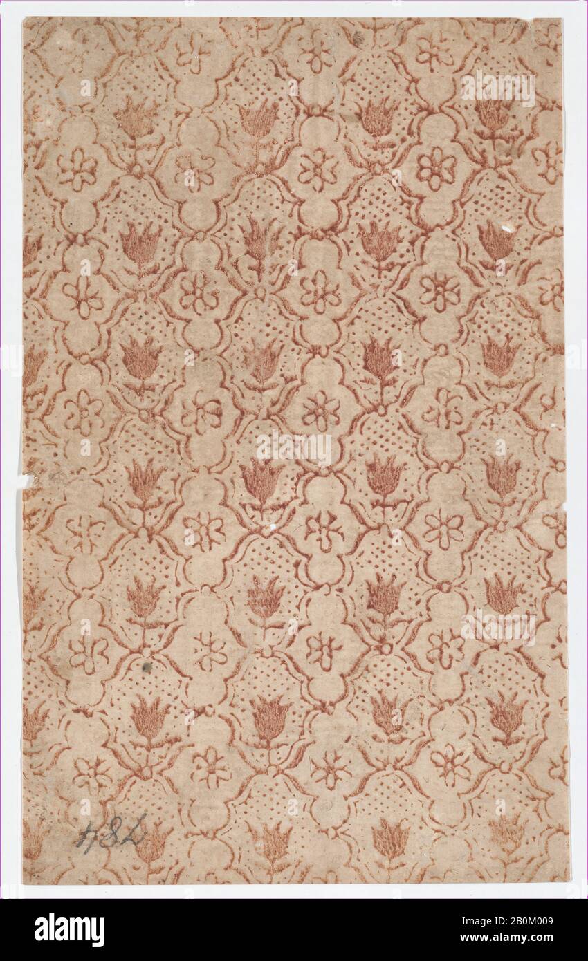 Anonymous, Sheet with overall lattice pattern with flowers, Anonymous ...