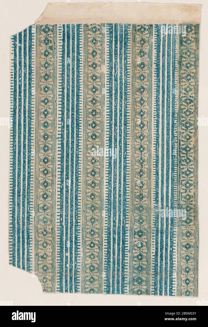 Anonymous, Sheet with four borders with a striped and abstract pattern ...