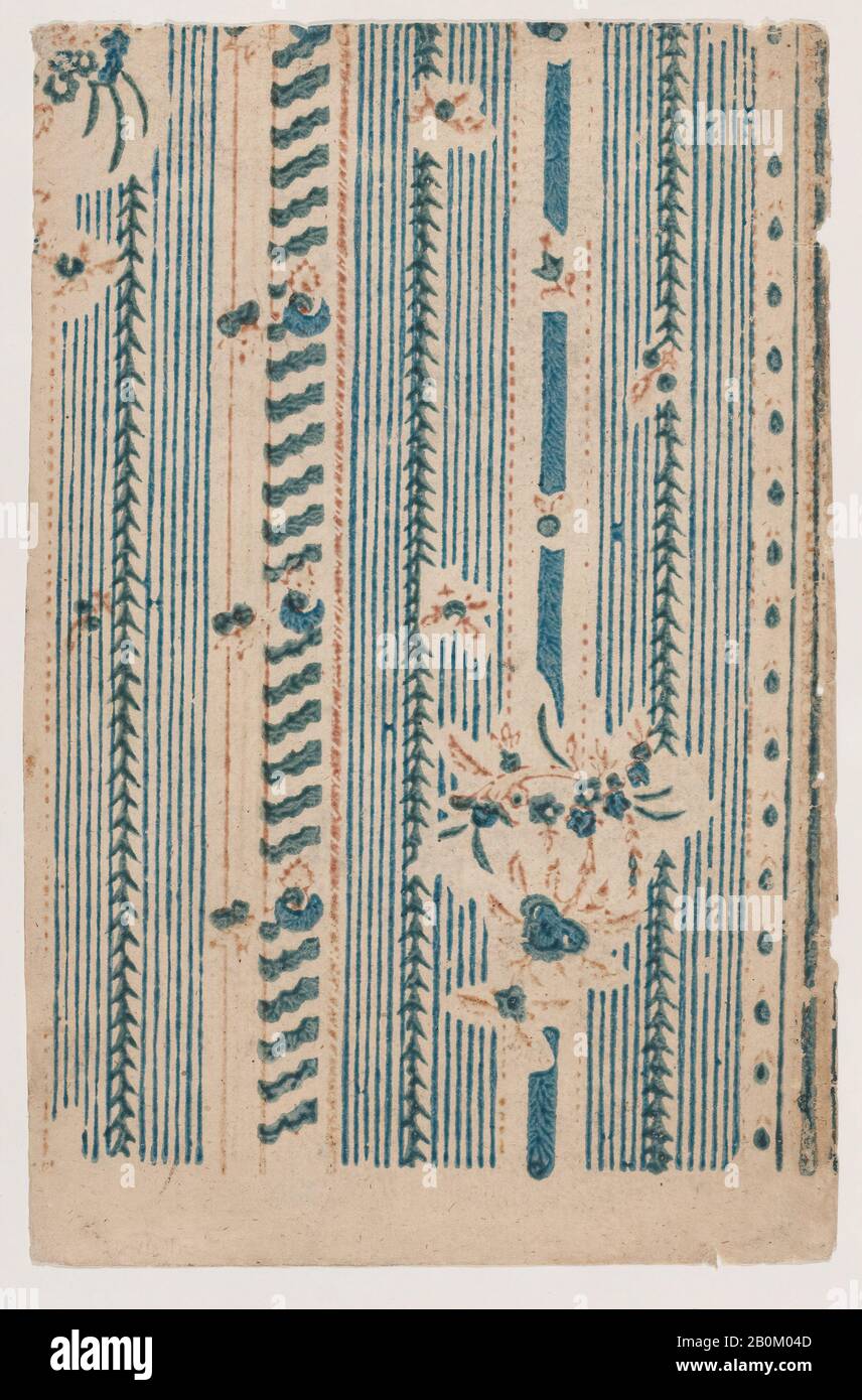 Anonymous, Sheet with striped and abstract pattern, Anonymous, 19th ...