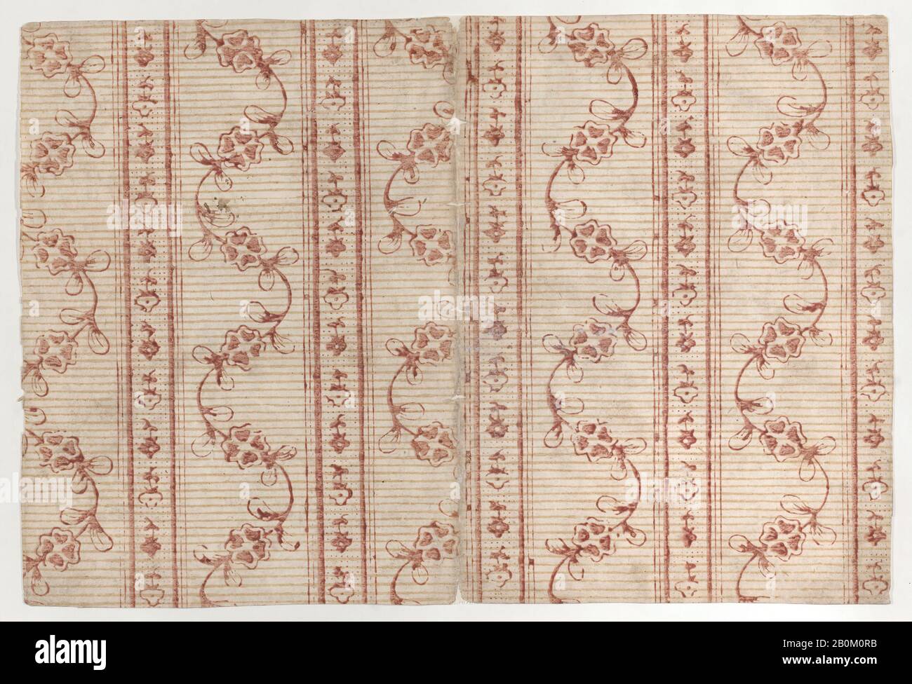 Anonymous, Book cover with stripe and floral pattern, Anonymous ...