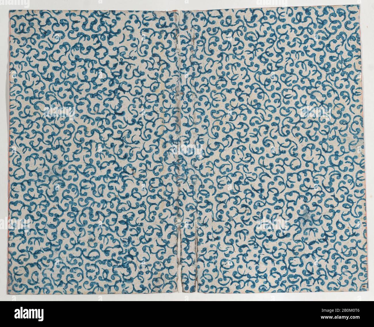 Anonymous, Book cover with blue curved line pattern, Anonymous, 19th ...