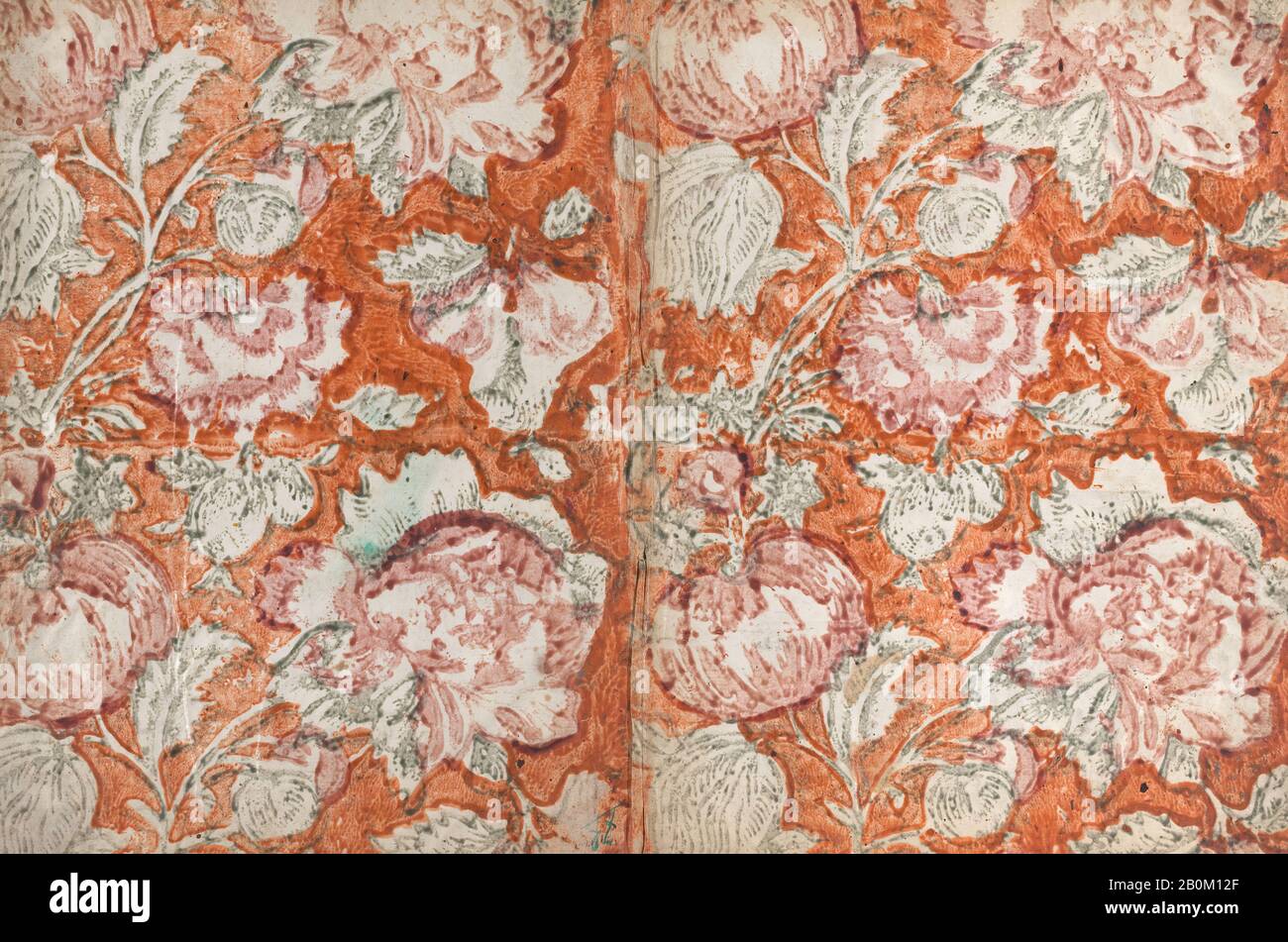 Anonymous, Book cover with floral pattern with orange background ...
