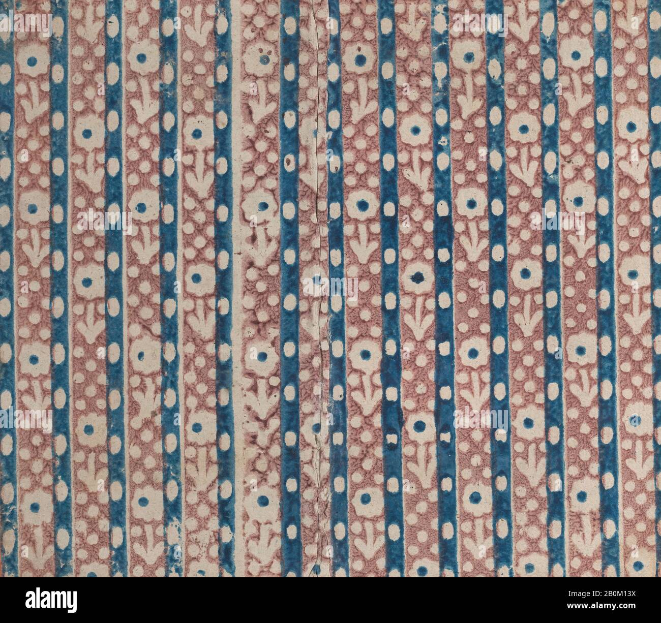 Anonymous, Sheet with stripe and floral pattern, Anonymous, 18th ...