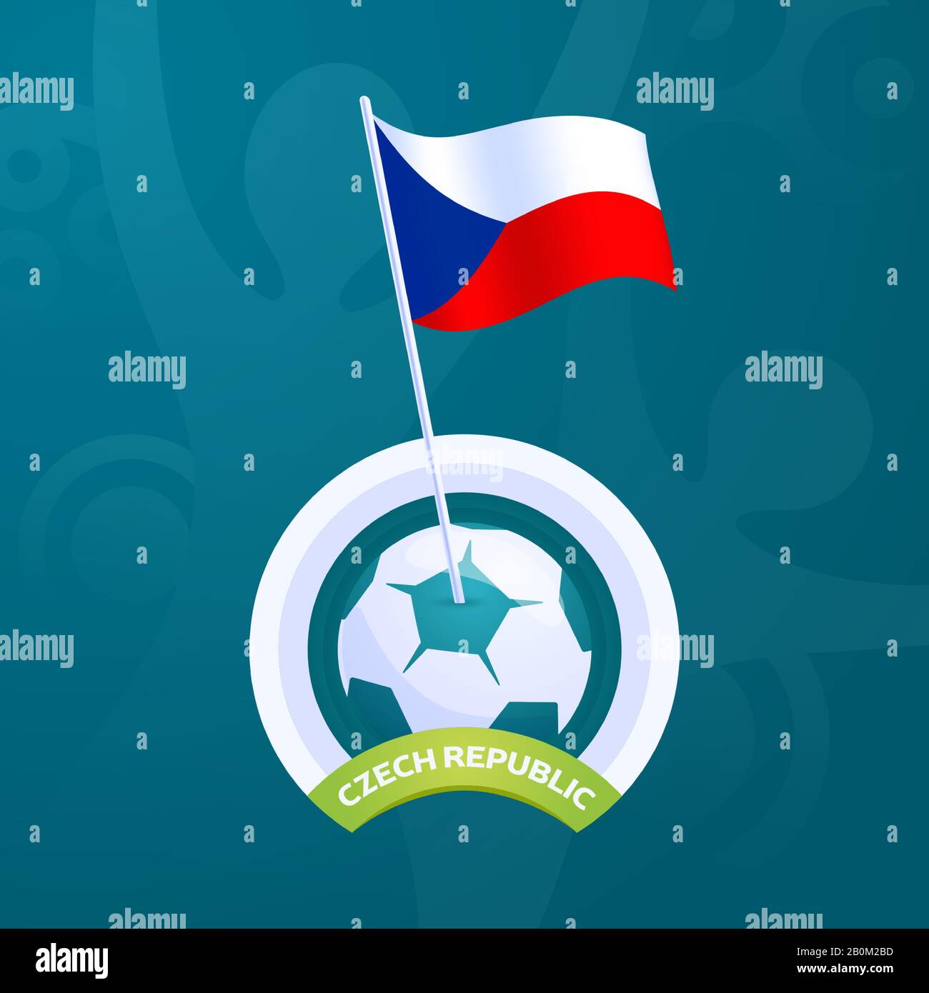 Czech Republic vector flag pinned to a soccer ball. European football ...