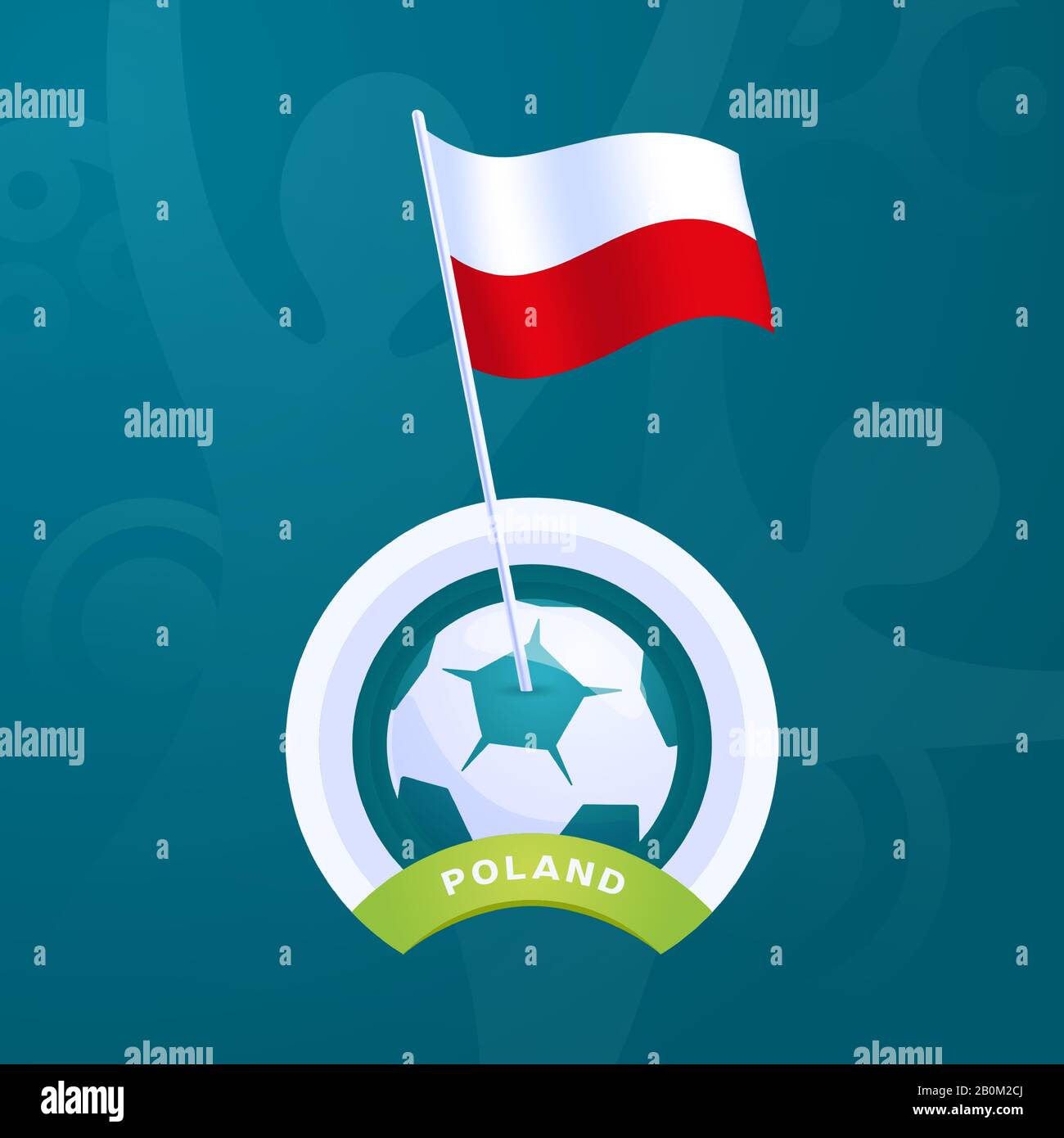Poland vector flag pinned to a soccer ball. European football 2020 ...