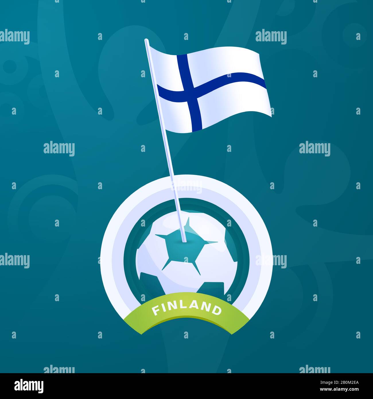 Finland vector flag pinned to a soccer ball. European football 2020 ...