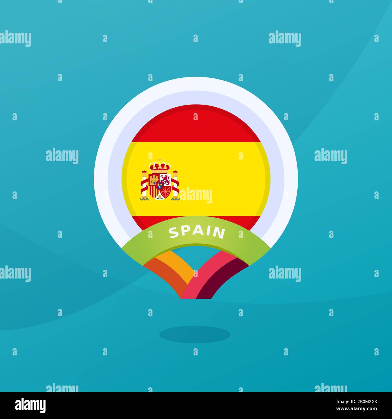 Spain vector flag map location pin. European football 2020 tournament ...