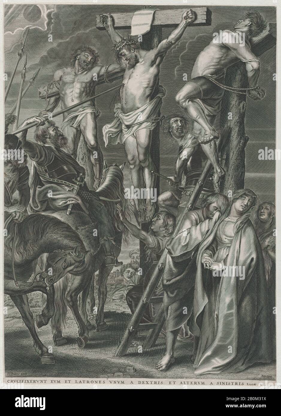 Anonymous, Christ on the cross between the two thieves, Anonymous, After Peter Paul Rubens ...