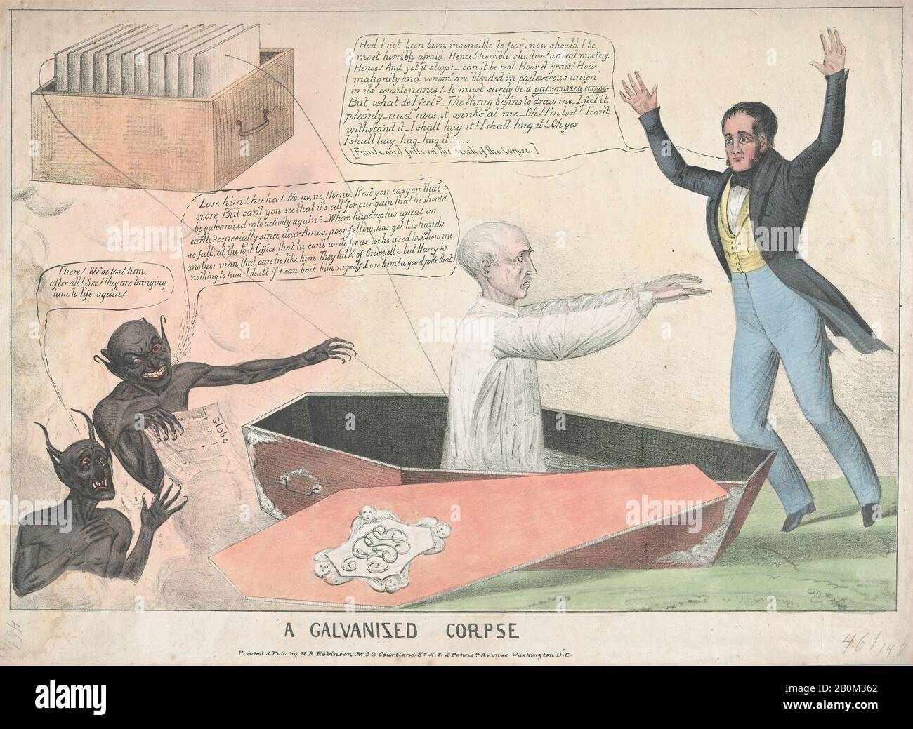Henry R. Robinson, A Galvanized Corpse, 1836, Lithograph, hand-colored ...