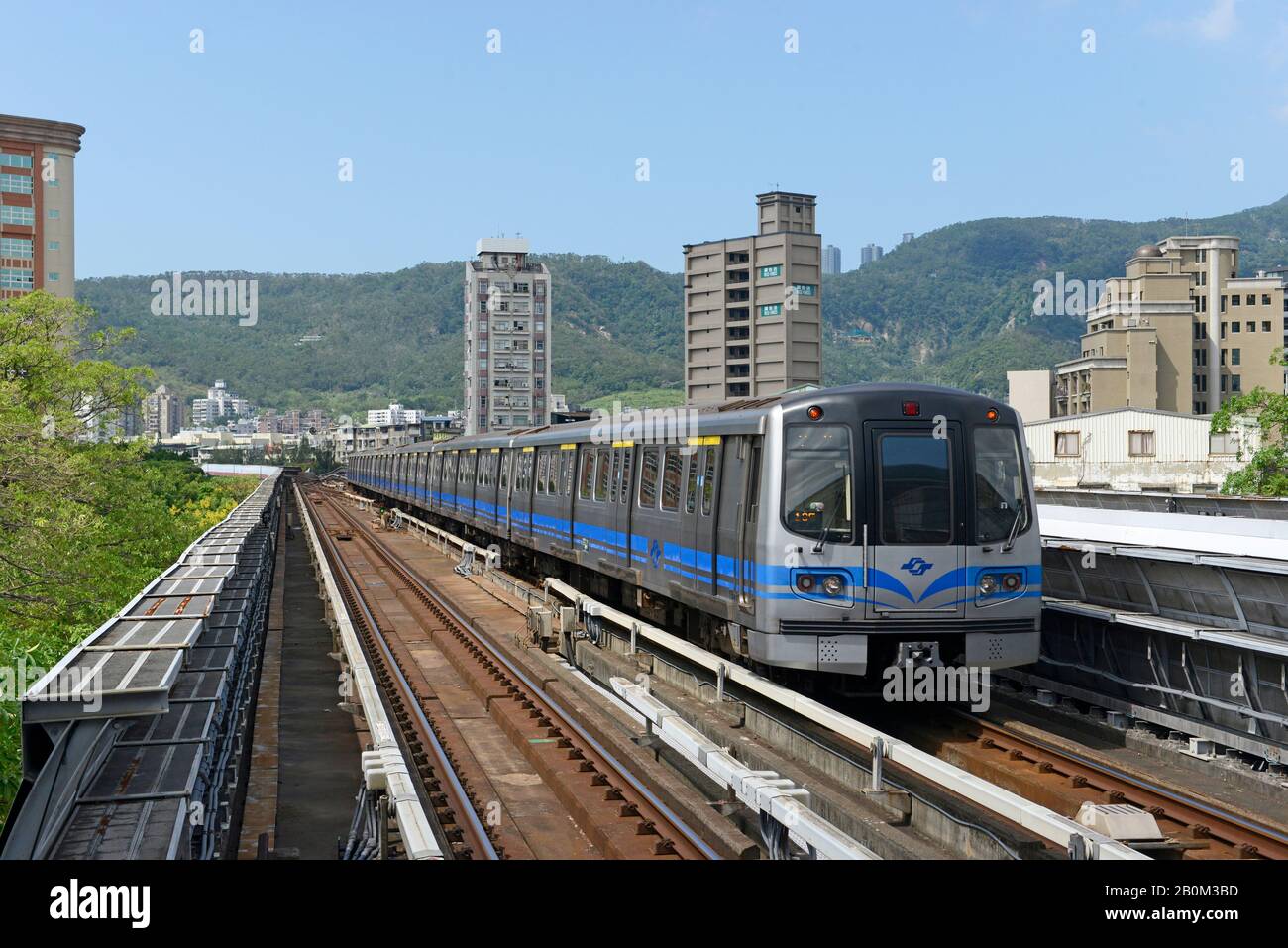 Train departs from Beitou station on the Taipei metro, Taiwan Stock ...