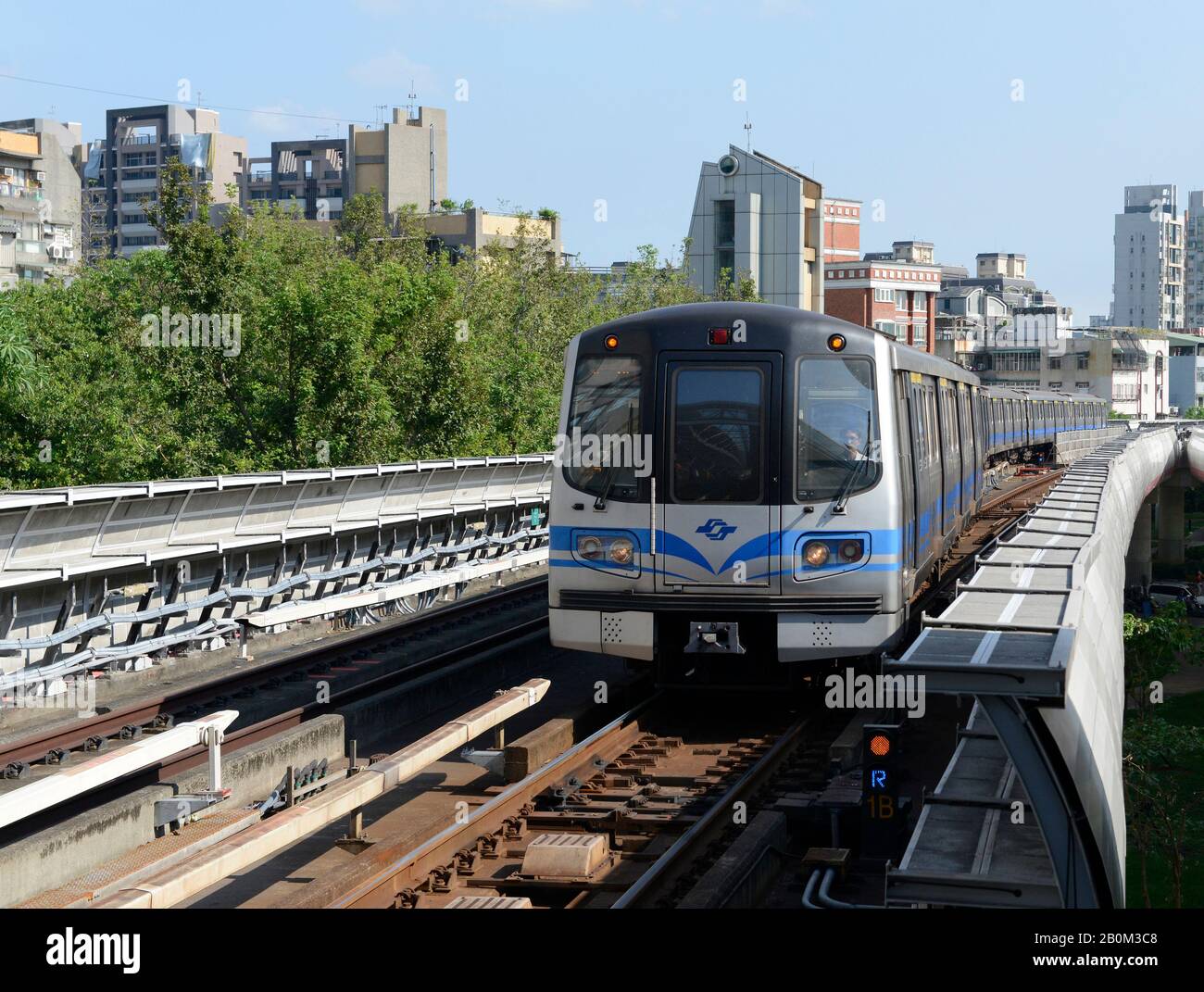 Train approaching Beitou station on Taipei metro line 2, Taiwan Stock ...