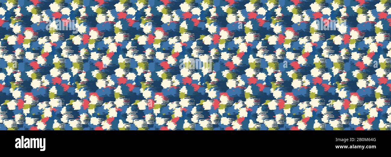 Classic Blue Vector Hand Drawn Spotty Camo Dot Seamless Banner Pattern ...