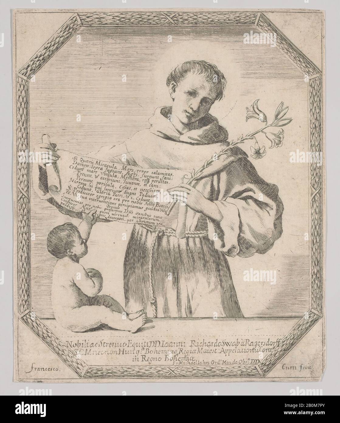 Francesco Curti, Saint Anthony of Padua holding a lily and a scroll ...