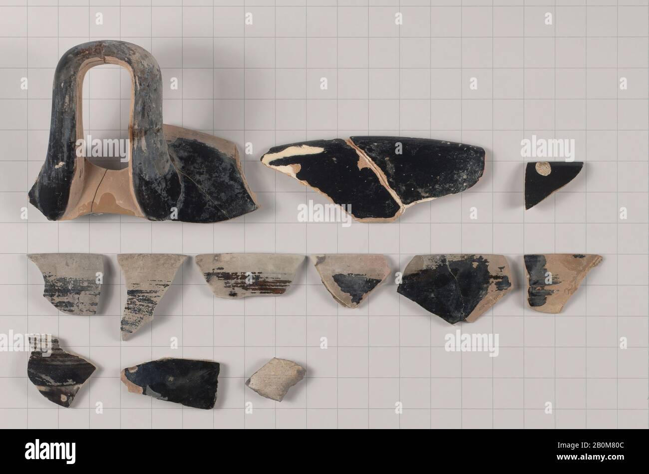 Terracotta fragments of a kylix (drinking cup), Greek, Attic, Archaic ...