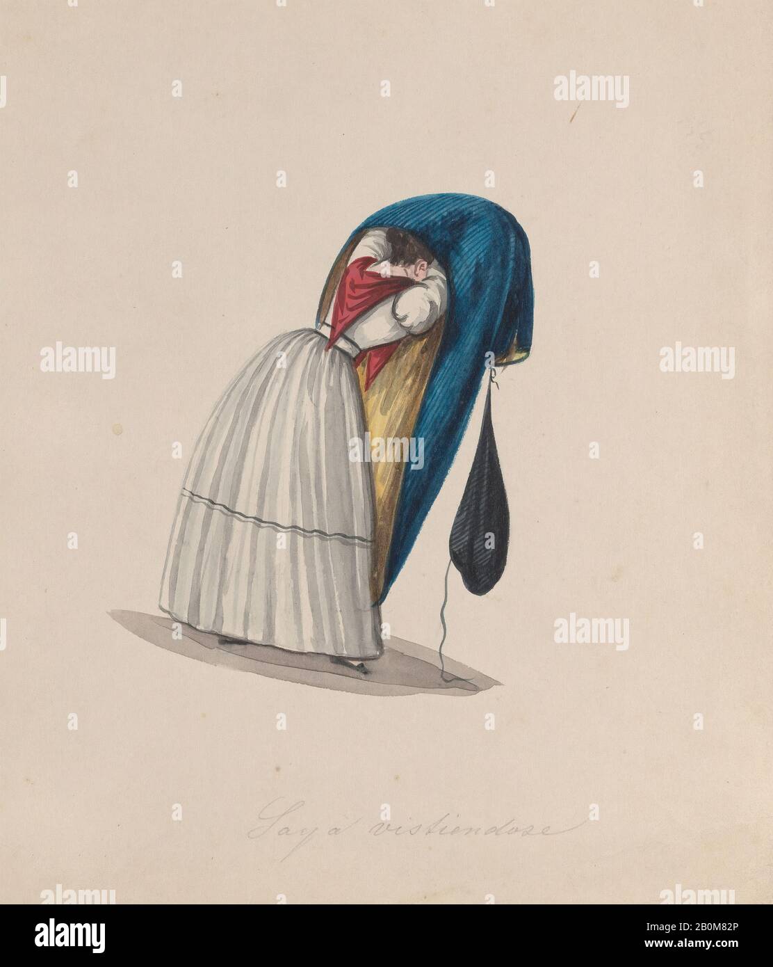 Attributed to Francisco (Pancho) Fierro, A woman getting into her saya ...