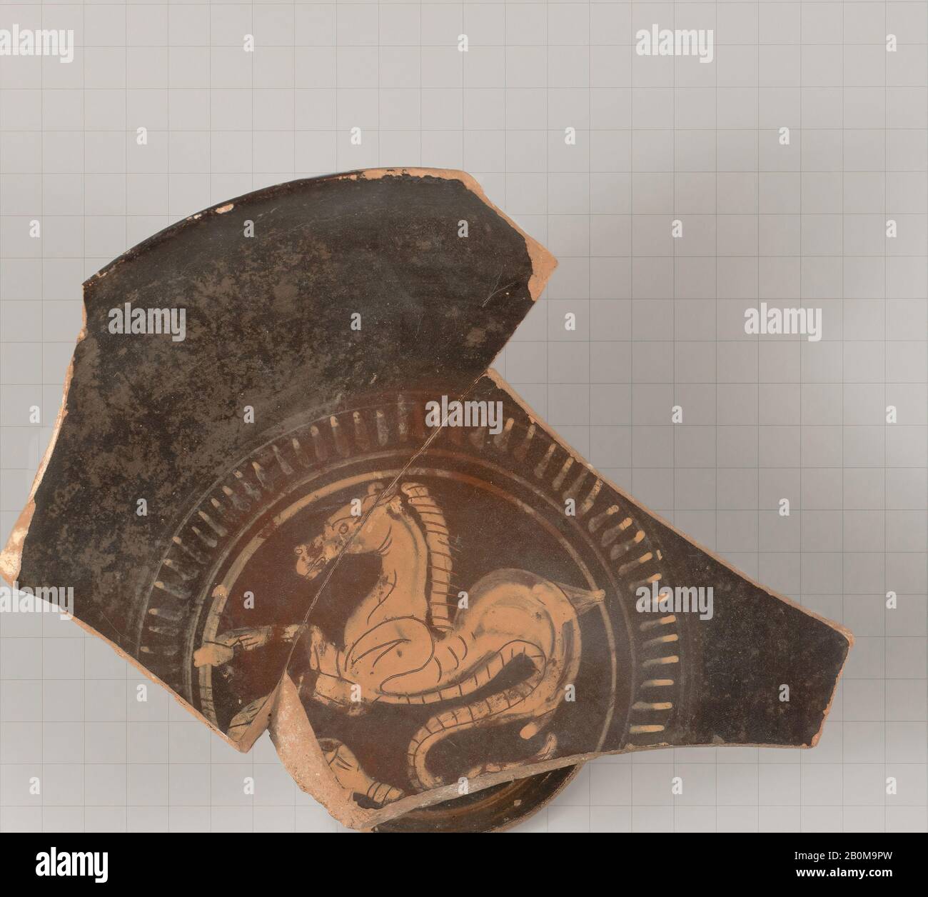 Terracotta fragment of a kylix (drinking cup), Etruscan, Classical ...