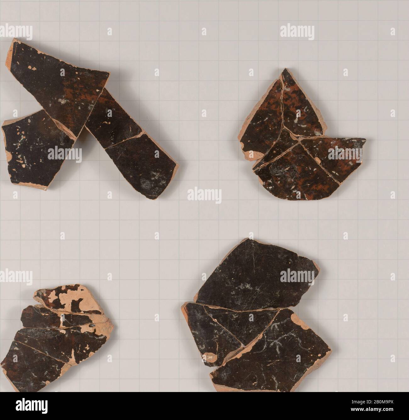 Terracotta fragments of a closed shape, Etruscan, Archaic/Classical ...