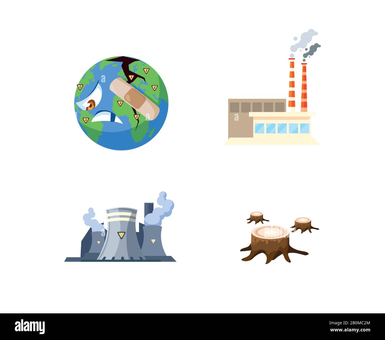 set of icons environmental pollution vector illustration design Stock ...