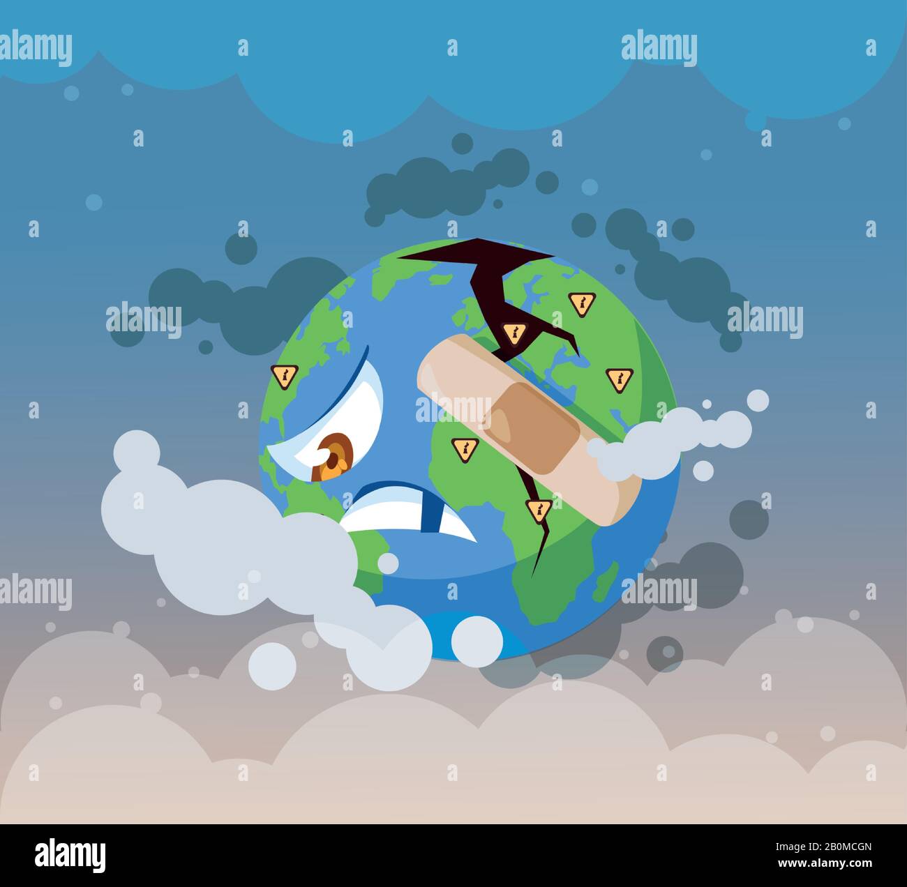 planet earth sick from pollution vector illustration design Stock ...