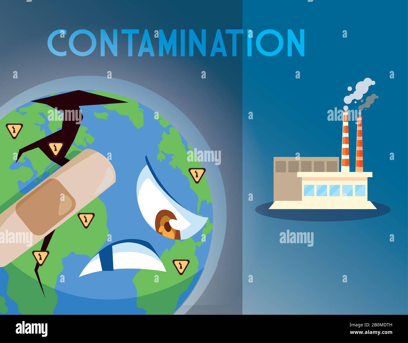 planet earth sick from pollution vector illustration design Stock ...