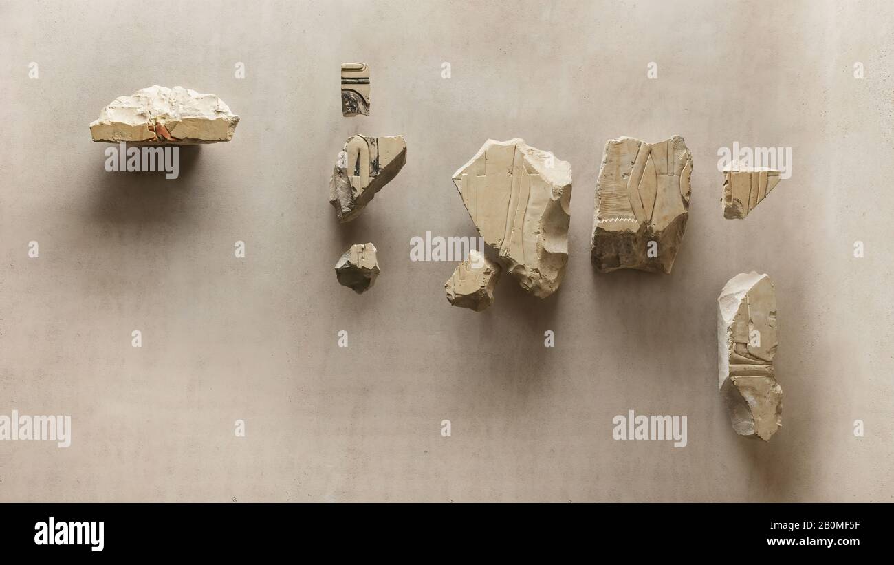 Relief fragments from procession of attendants, Middle Kingdom, Dynasty ...