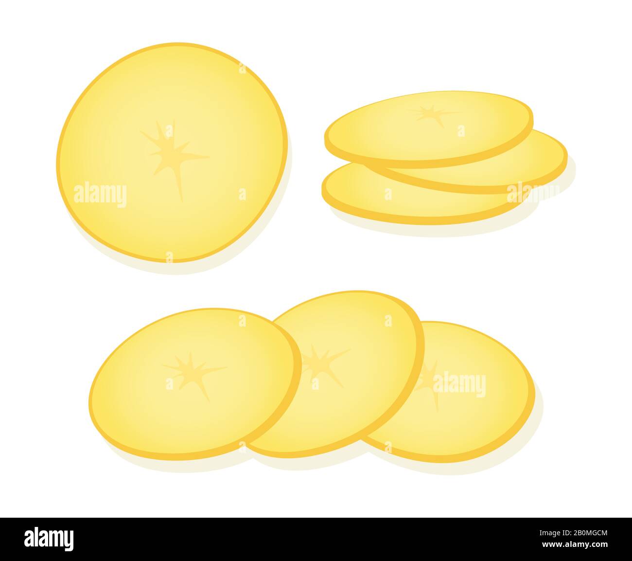 Fresh potato sliced slices isolated on white background. Rings of ...