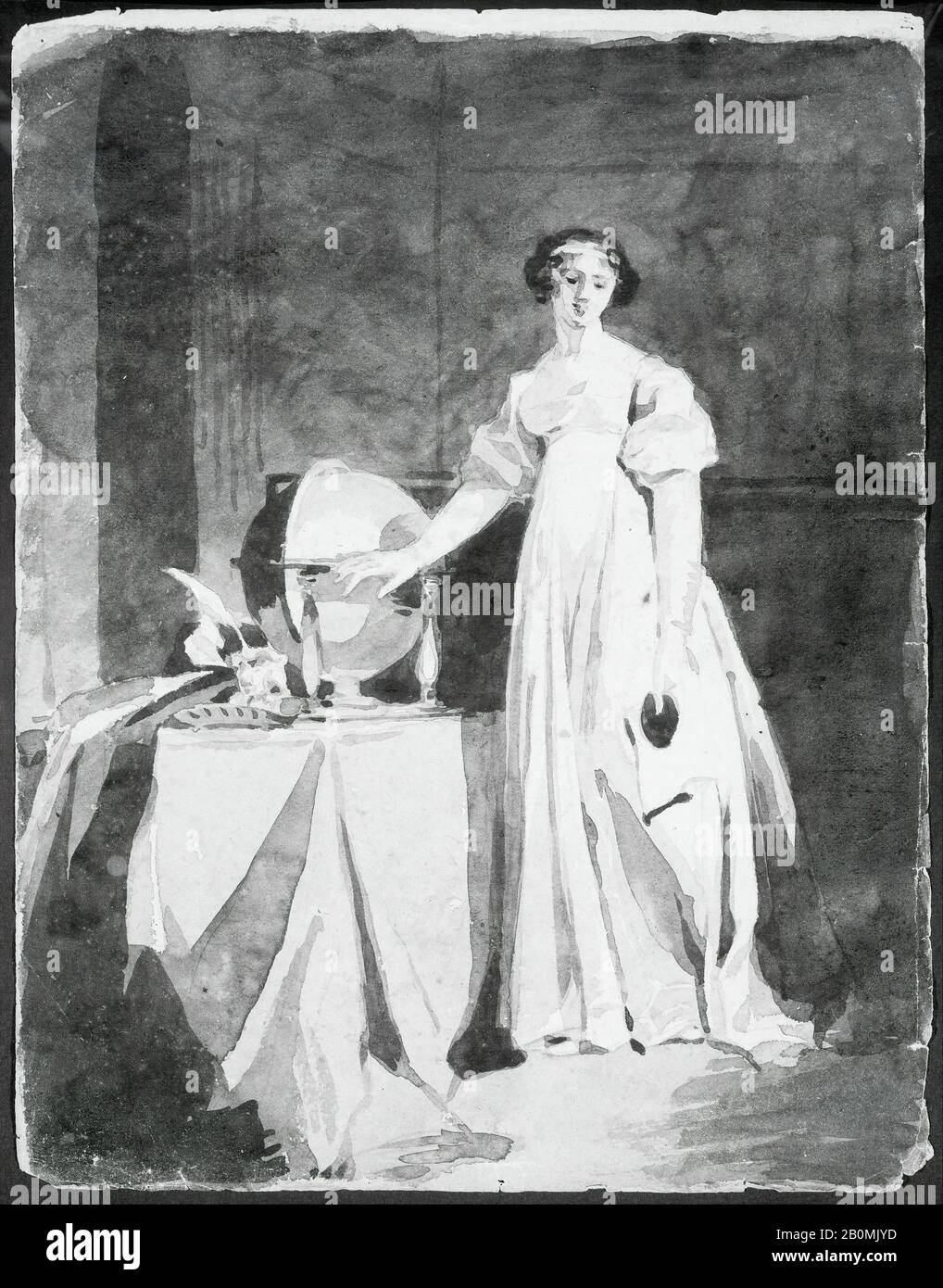 Thomas Sully, Standing Portrait of a Lady with a Globe (from Sketchbook ...
