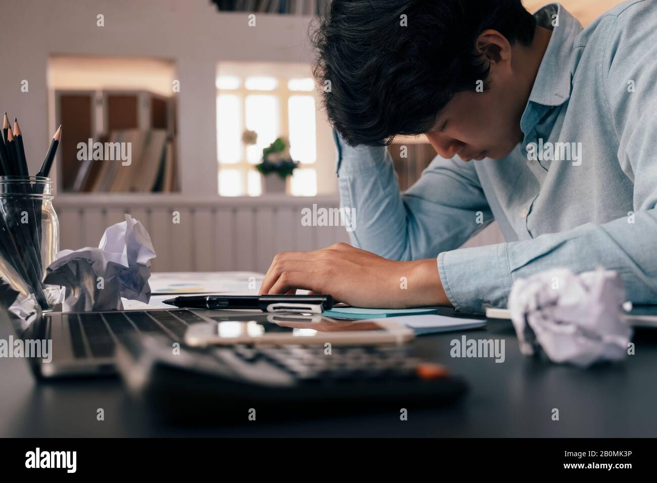 Stressed overwork business man in the office Stock Photo - Alamy