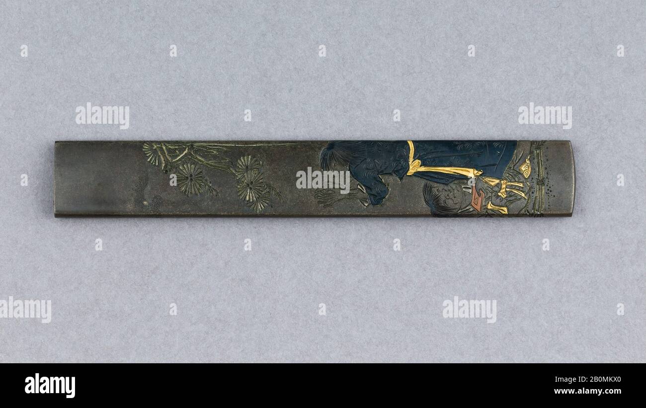 Knife Handle (Kozuka), Japanese, ca. 1615–1868, Japanese, Copper-silver ...