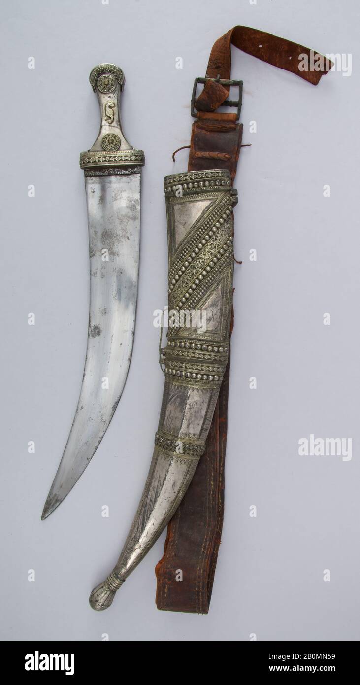 Dagger (Jambiya) with Sheath and Belt, Arabian, 19th century, Arabian ...