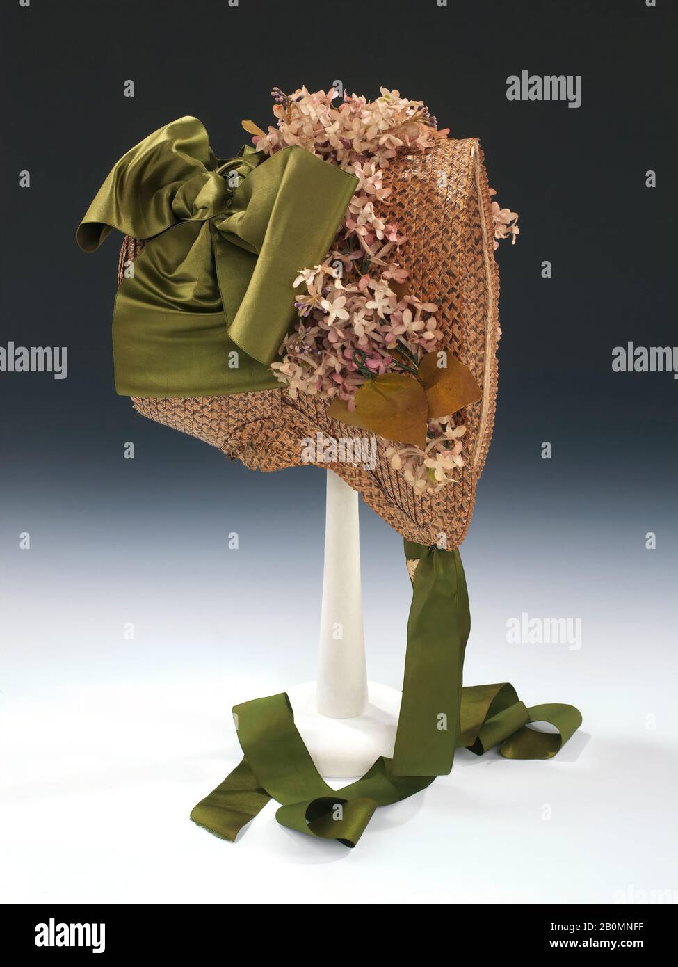 Poke bonnet, American, ca. 1865, American, straw, silk, cotton Stock ...