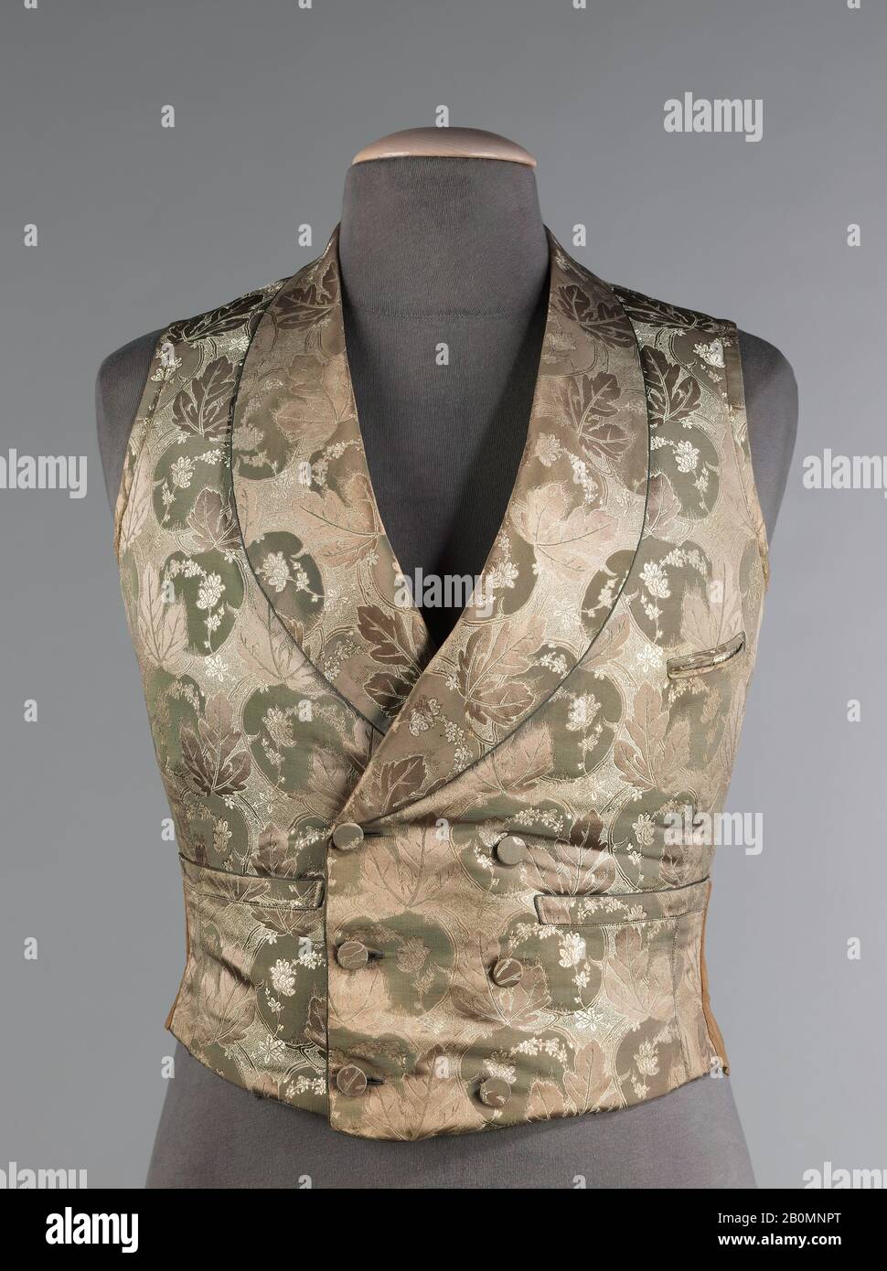 Wedding vest, British, 1840–49, British, silk, cotton, leather Stock ...