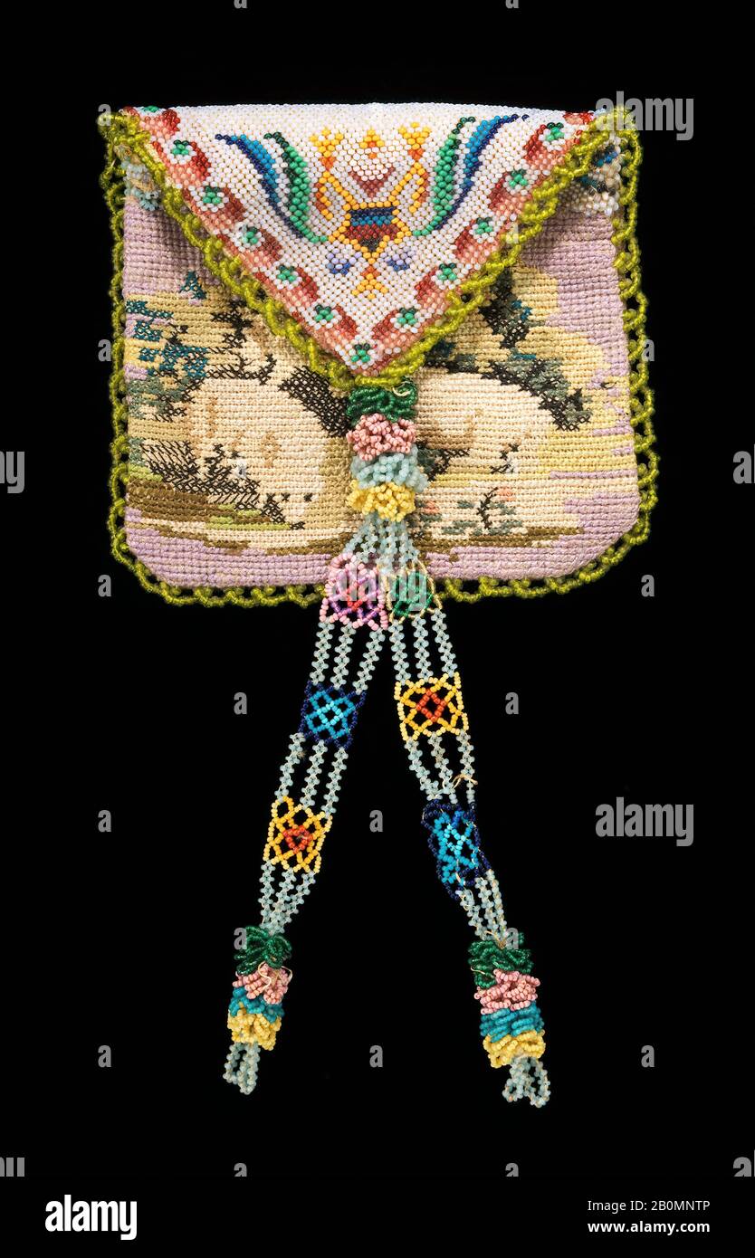 Purse, Mexican, 1800–1820, Mexican, glass, silk, linen Stock Photo - Alamy