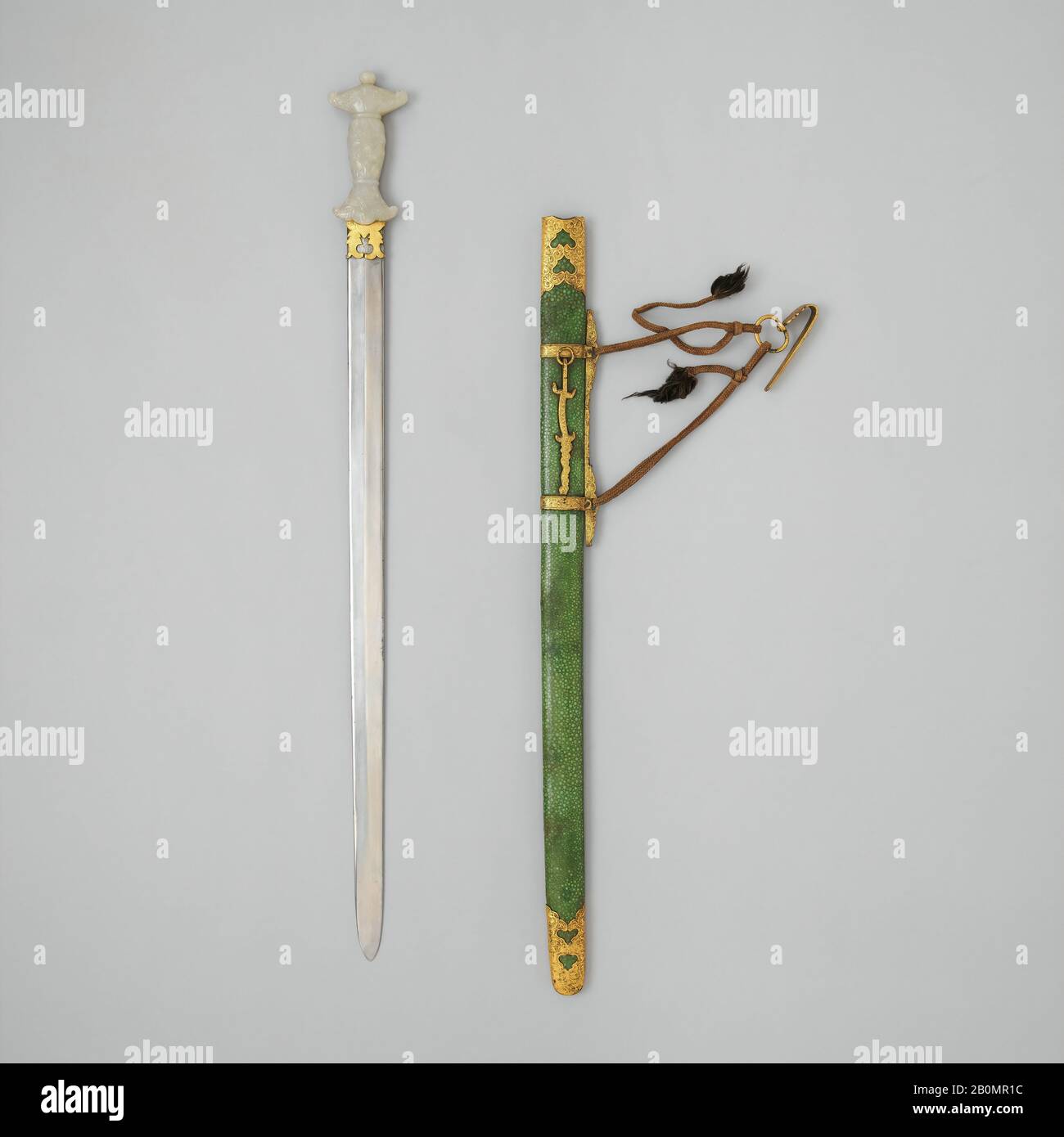 Sword with Scabbard, Chinese, 19th century, Chinese, Steel, jade ...