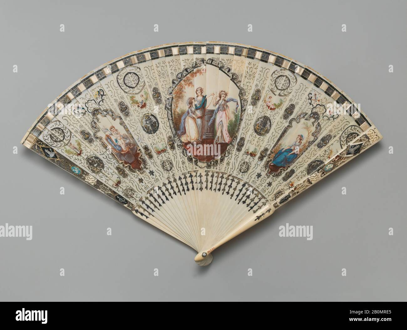 Fan, British, late 18th century, British, Ivory and gilt, L. 10 1/2 x W ...