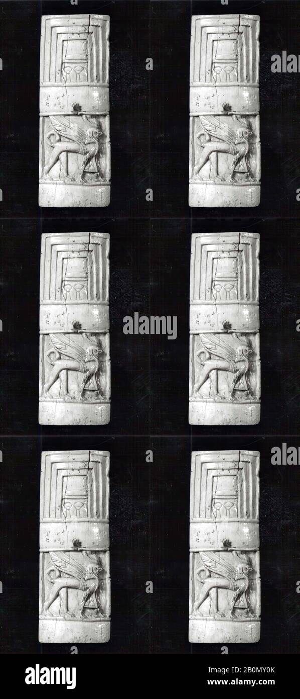 Furniture plaque carved in relief with window and sphinx, Assyrian, Neo ...