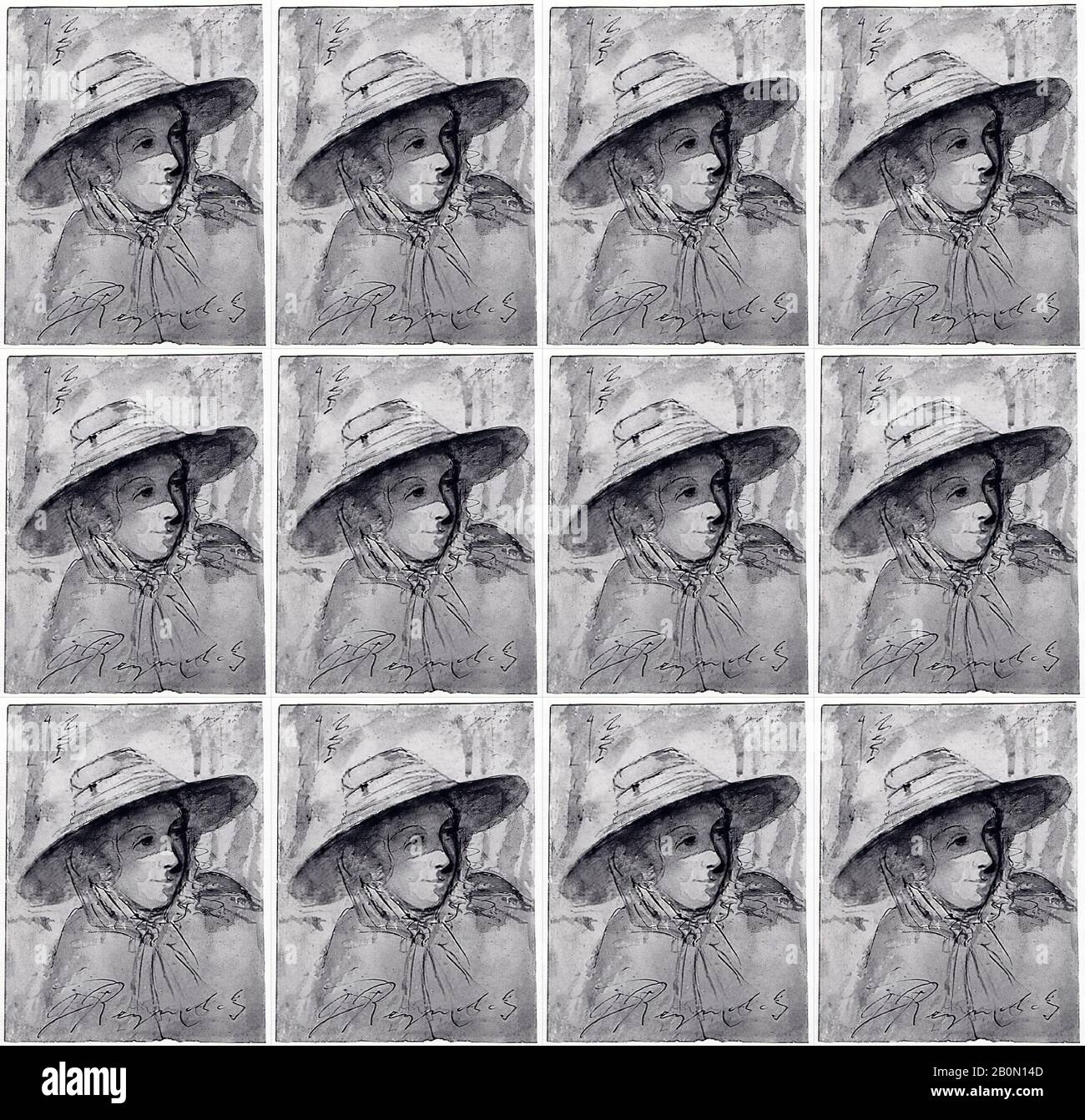 Unknown, Head of a Lady with Hat, Unknown artist, probably 19th century ...