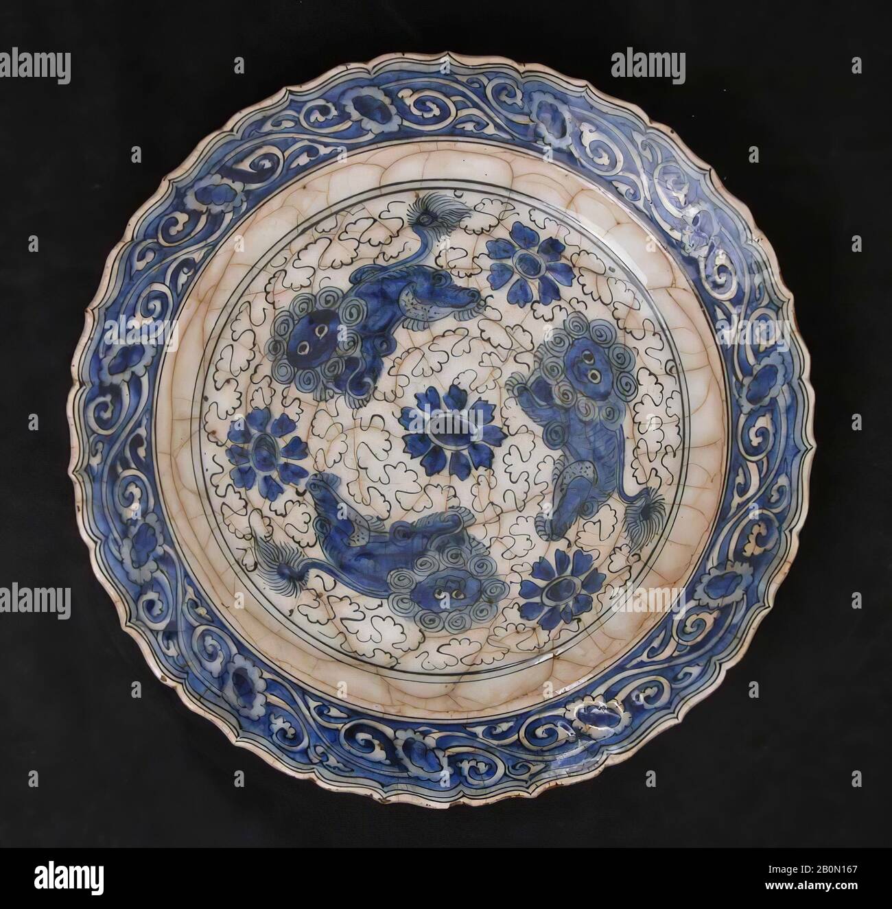 Dish with Three Lions, Dish, 18th century, Made in Iran, Stonepaste ...