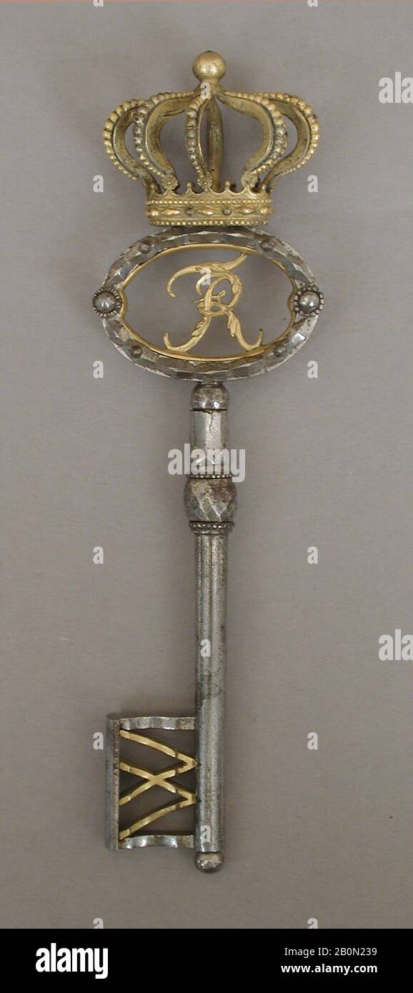 Palace key, German, late 18th–early 19th century, German, Steel, parcel ...