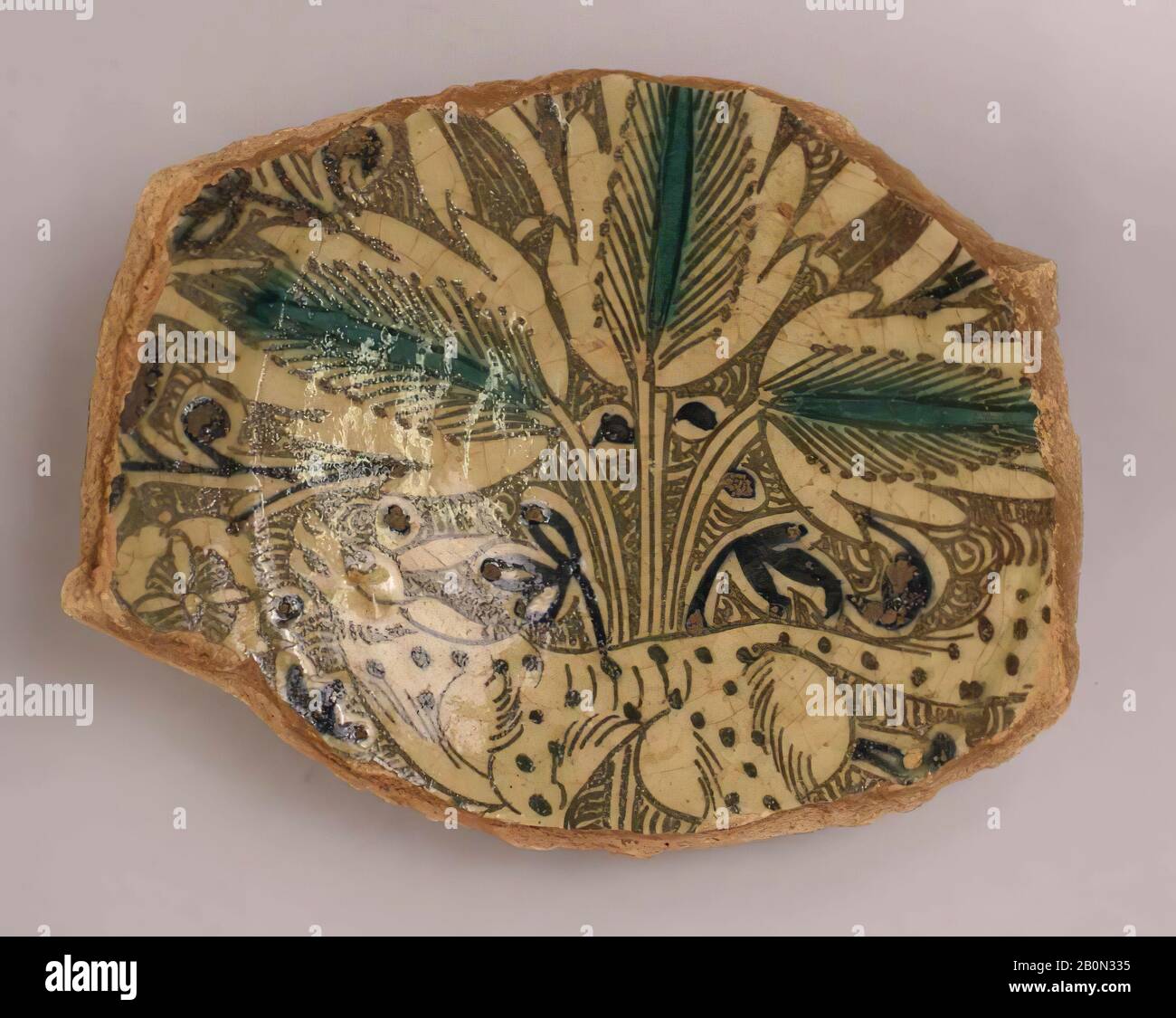 Fragment, 10th–12th century, Attributed to Egypt, Stonepaste; painted ...