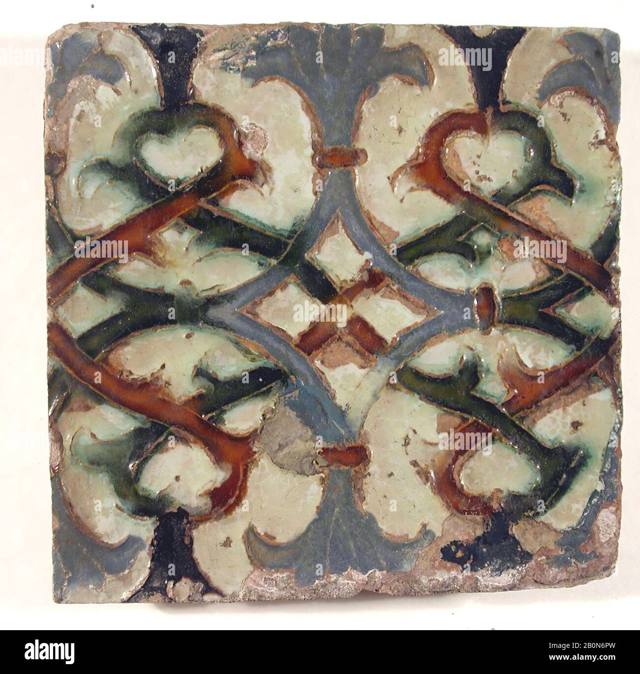 Tile, Spanish, Seville, 16th–17th century, Spanish, Seville, Tin-glazed ...