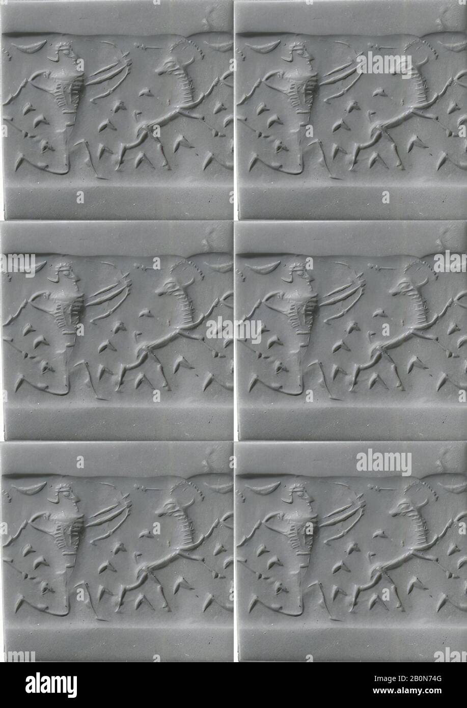 Cylinder seal with hunting scene, Elamite, Neo-Elamite, Date 6th ...