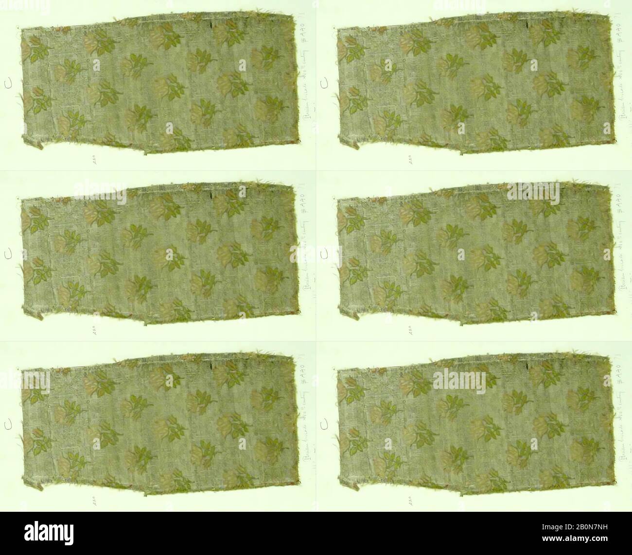 Fragment, 17th century, Made in Iran, Silk, metal thread, 14 1/2 x 7 1/ ...